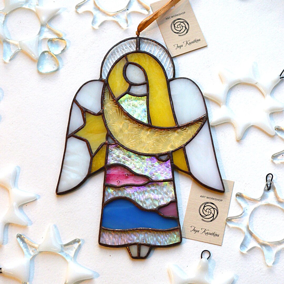 Stained Glass Angel, Angel Suncatcher, Guardian Angel Gifts, Stained ...