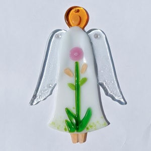 Fused Glass Angels Angel With Tulip Fused Glass Christmas Ornaments ...
