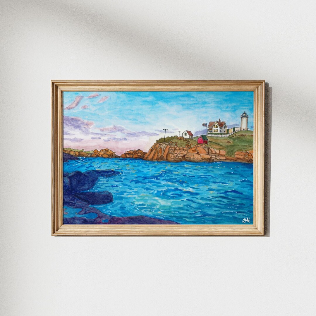 York Beach Watercolor Painting by Alex Hartman, Fine Art Print, Travel ...