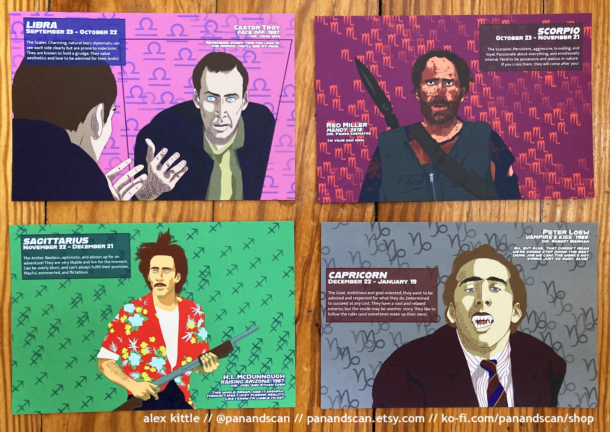 Nicolas Cage Zodiac Postcard Set/12 - Etsy