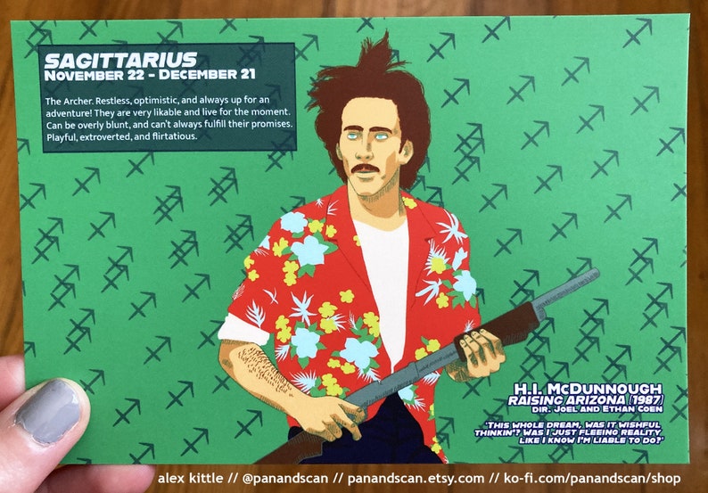 Nicolas Cage Zodiac Postcard Set/12 - Etsy