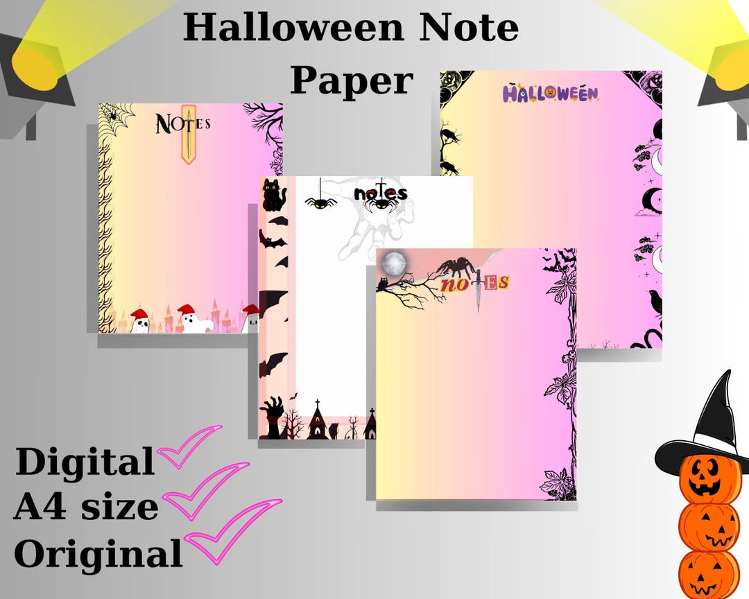 Halloween Note Paper, Digital Download, Spooky Themed Notes, Printable ...