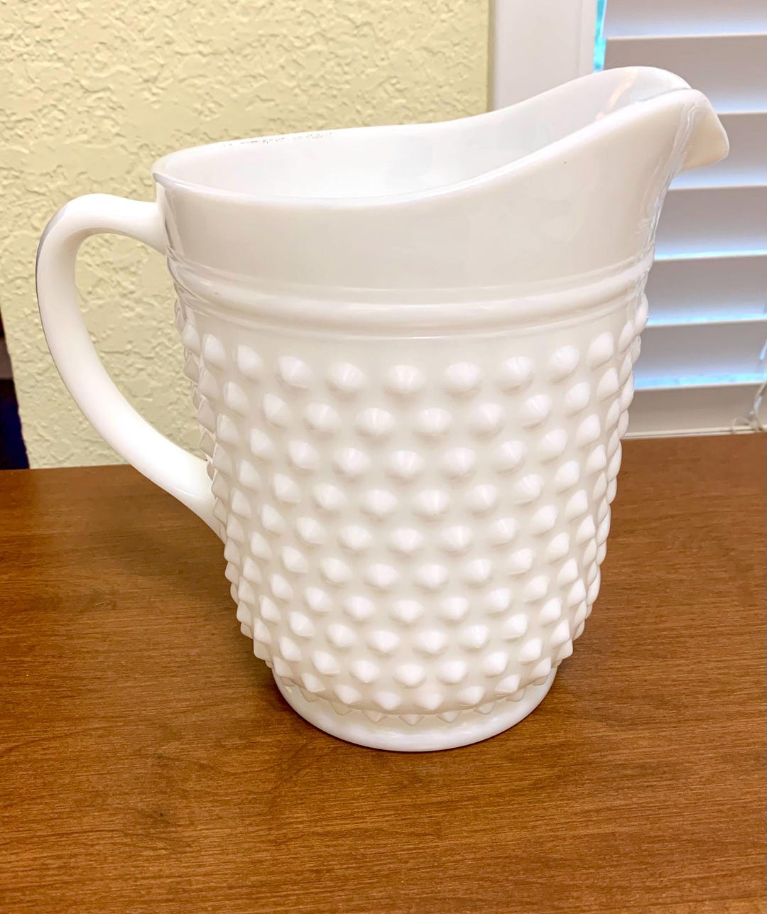 Vintage Hobnail Pitcher White Milk Glass 8 Inch Anchor Hocking Ice Tea ...