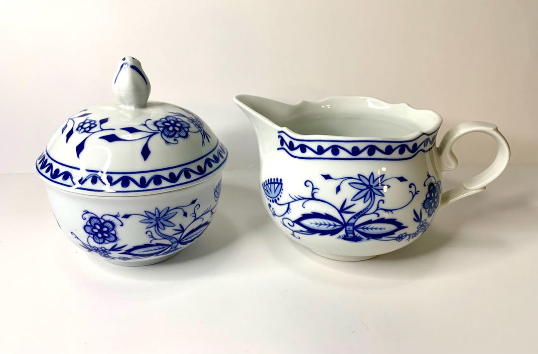 Vintage KAHLA Zwiebelmuster Cream & Sugar Set Blue Onion Made GDR Germany - Etsy