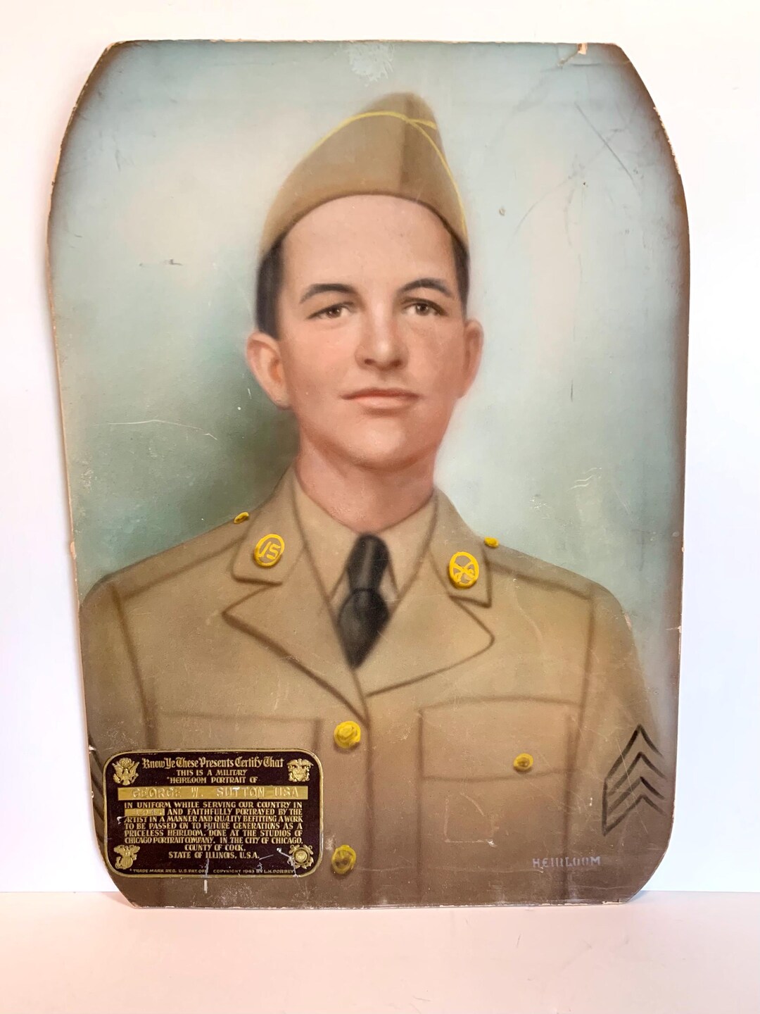 WW2 Soldier 10 X 14 Inch Hand Colored Military Portrait Photo 1946 ...