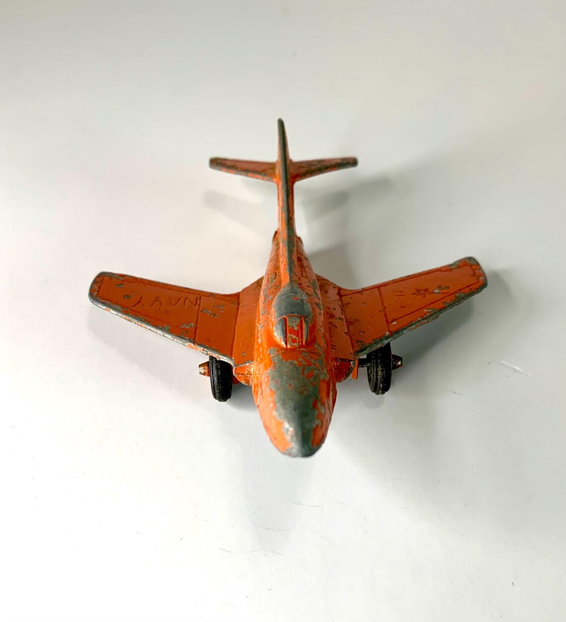 Vintage 1950's Midgetoy Navy Military Jet Air Plane Metal Toy Rockford ...