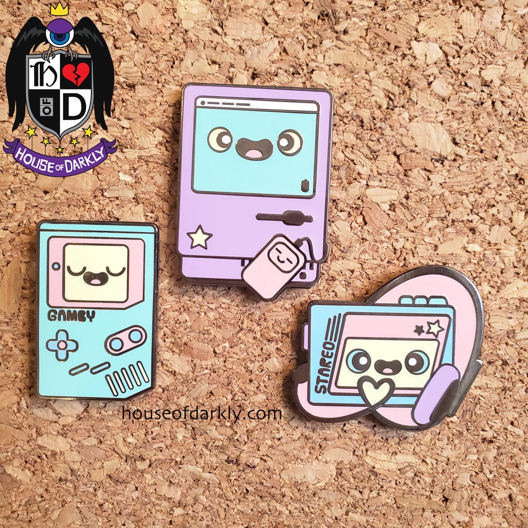 Pastel Retro Tech Pin SET of 3 Computer, Game System, Cassette Player ...