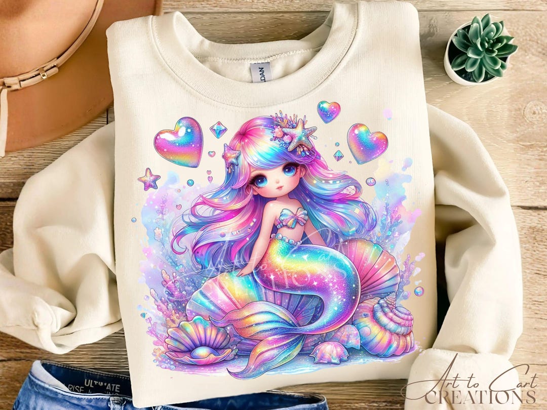 Mermaid Girl SVG PNG | Under the Sea Watercolor Clipart| Sublimation ...
