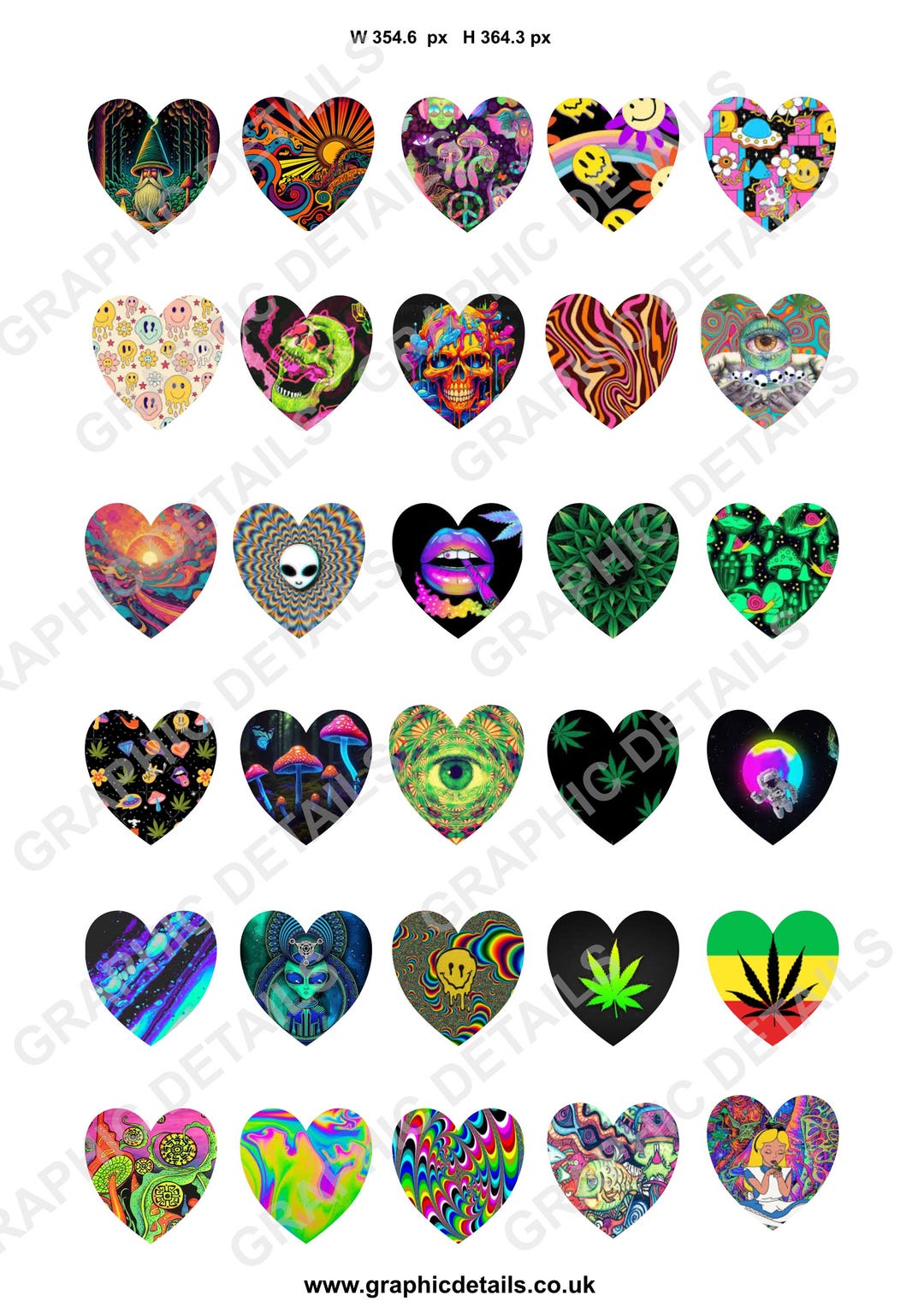 Trippy Heart SVG Bundle for Keychains & Pendants - Psychedelic Digital ...