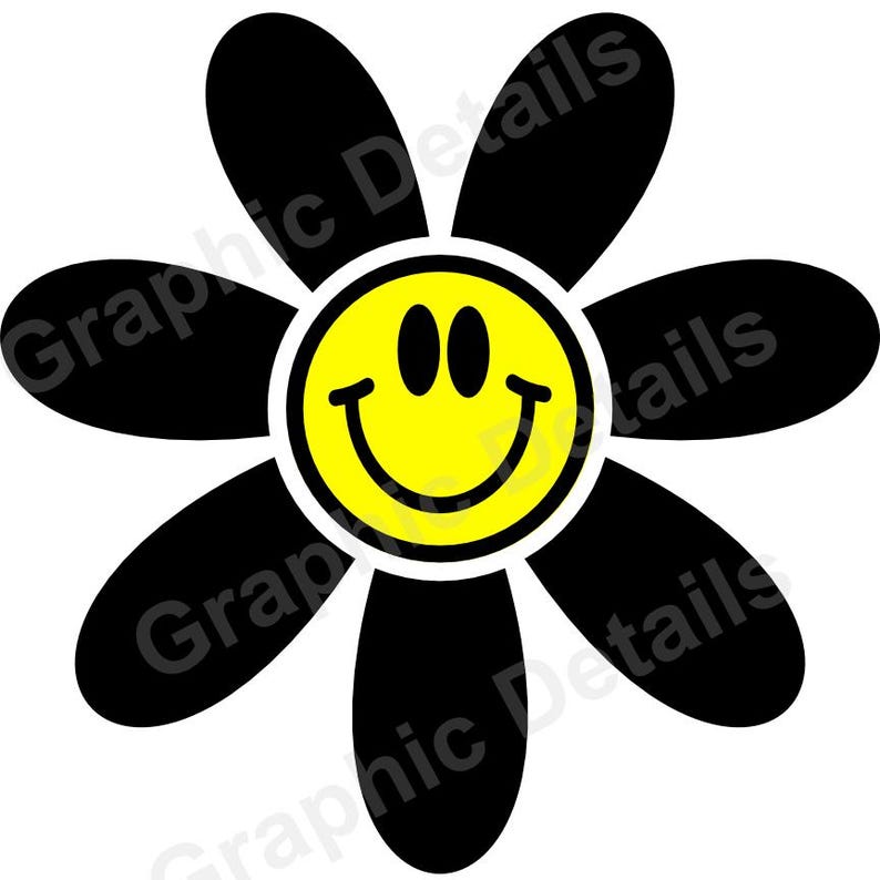 Flower Smiley Face SVG Groovy Floral Design for Stickers, Apparel and ...