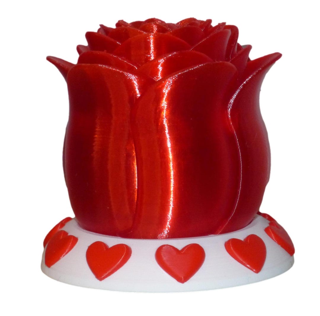 Illuminated Rose With Base and Tealight Ornament Valentine Gift ...