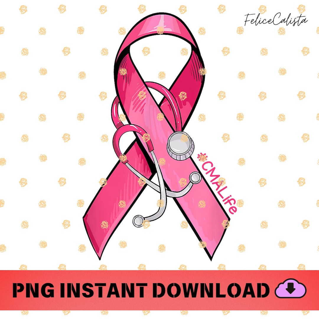 Pink Ribbon Stethoscope CMA Life Png, Breast Cancer Support PNG, Breast ...