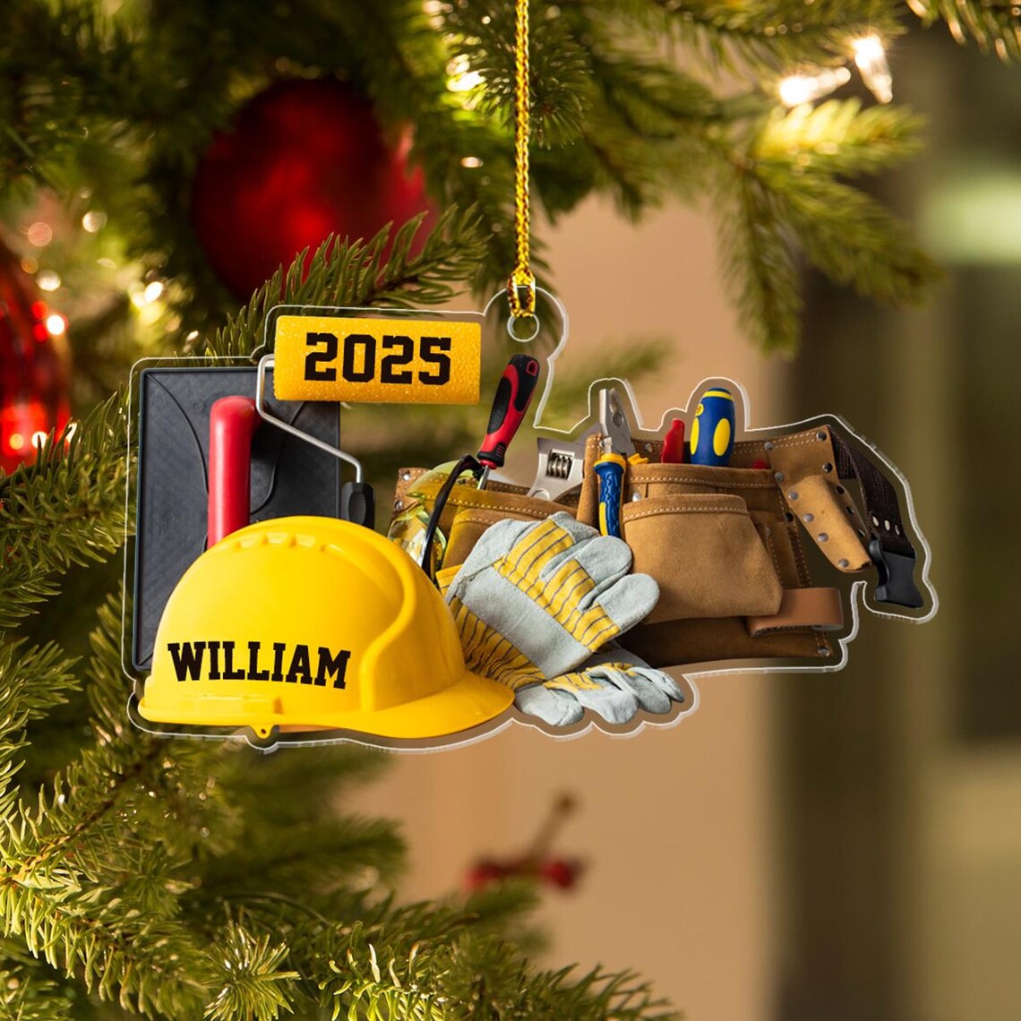 Personalized Construction Worker Ornament, Custom Builder Hard Hat ...