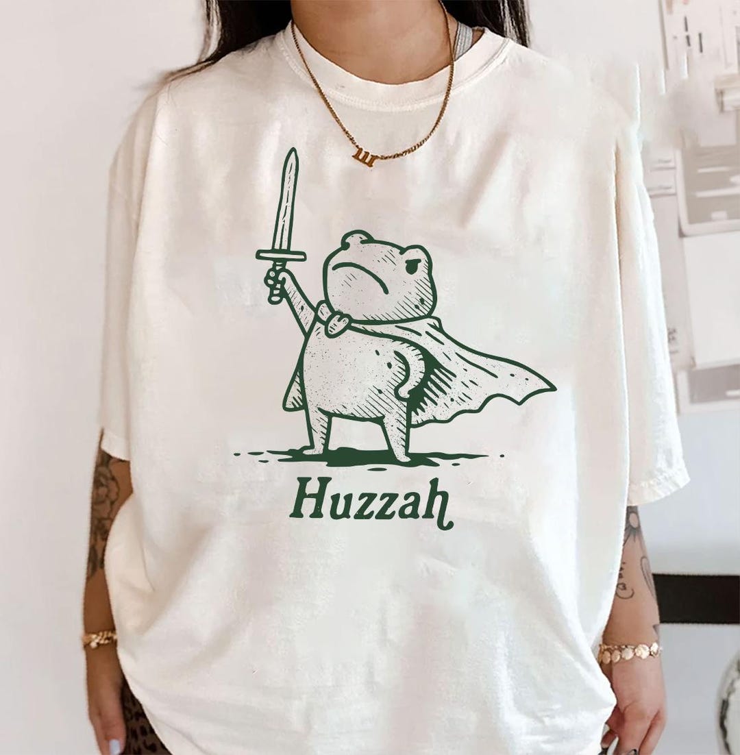 Huzzah Frog With Sword Shirt, Medieval Frog Shirt, Funny Dnd T-shirt ...