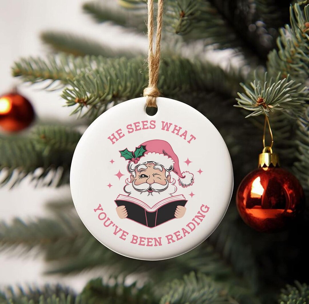 Funny Bookish Santa Ornament, Holiday Book Club Gift - Etsy