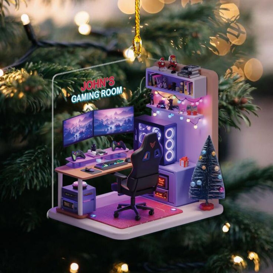 Personalized Name 2D FLAT Dreamy Gaming Room Acrylic Ornament, Gaming ...