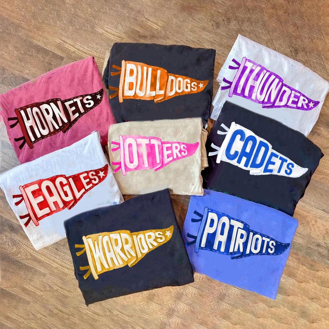 Custom Mascot Pennants Flag Shirt, Pennant Mascot Shirt, School Spirit ...