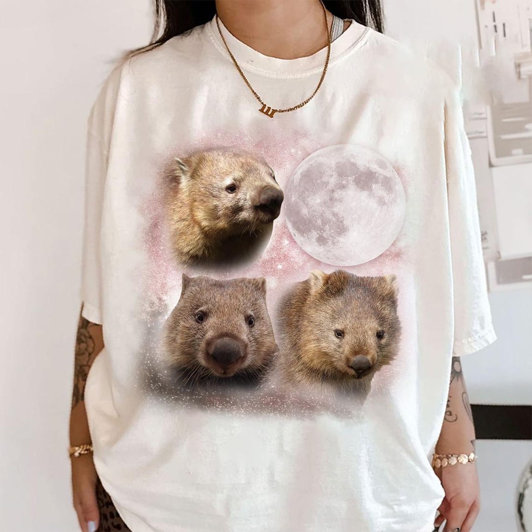 Wombat With the Moon Shirt, Three Wombats Vintage Graphic Shirt, Wombat ...