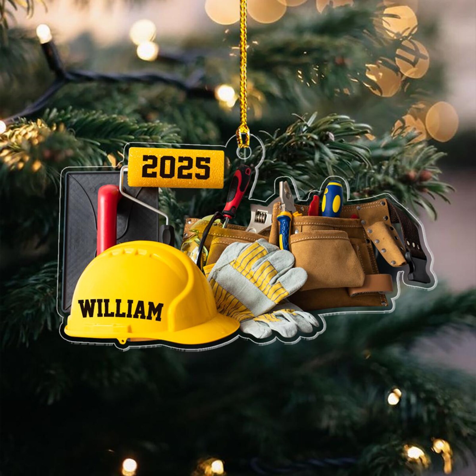 Personalized Construction Worker Ornament, Custom Builder Hard Hat ...