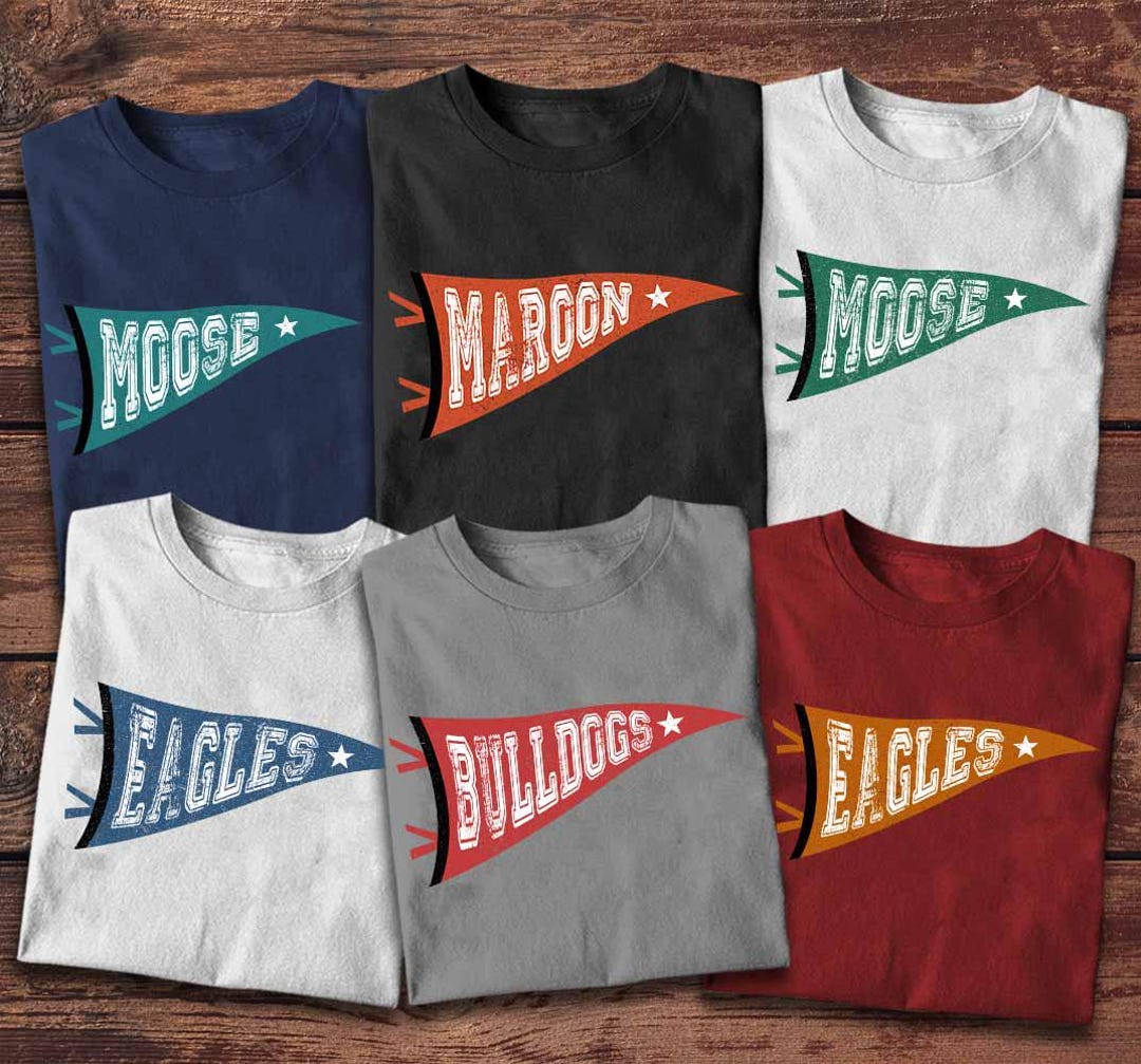 Custom Retro Pennants Flag Mascot Shirt, School Spirit Shirt, Matching ...