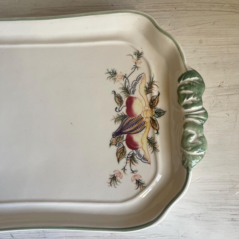 Vintage Caribbean White Ceramic Platter: Hand-painted Fruit, Mint Green ...