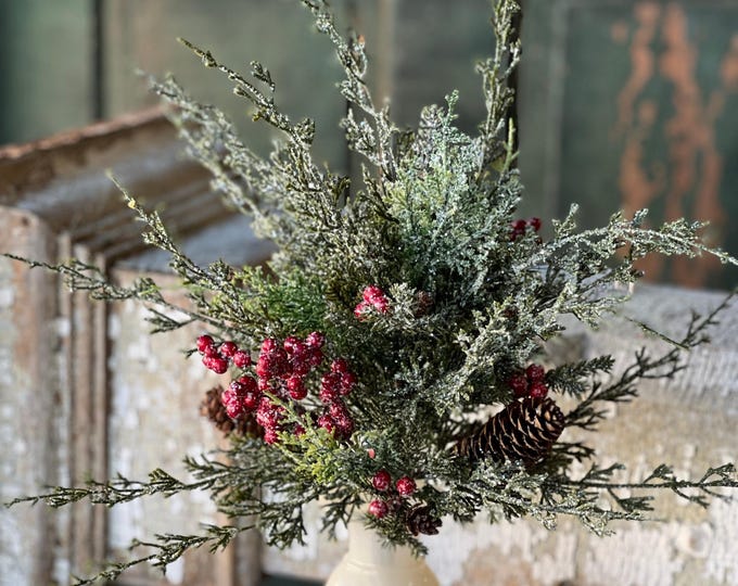 Snow Covered Cedar Berry Pick: Christmas Greens, Winter Wreath Supply ...