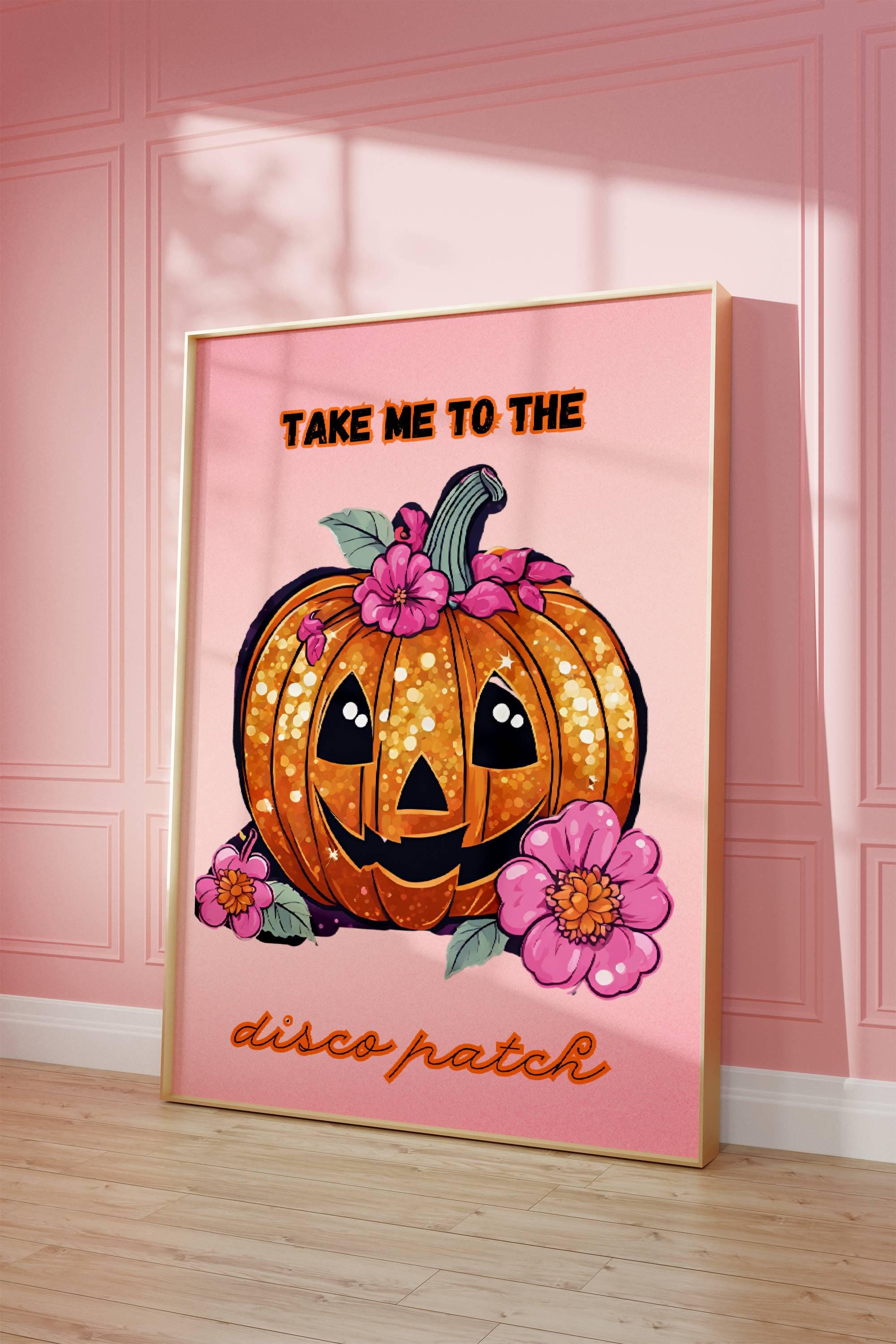 Disco Pumpkin Halloween Pink Wall Art Poster Digital Download Cute ...