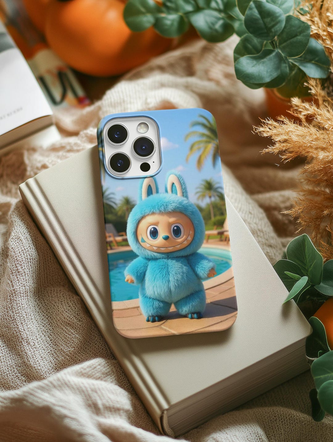 Labubu Cute Blue Bunny Plush Phone Case | Kawaii Cartoon Doll Cover ...