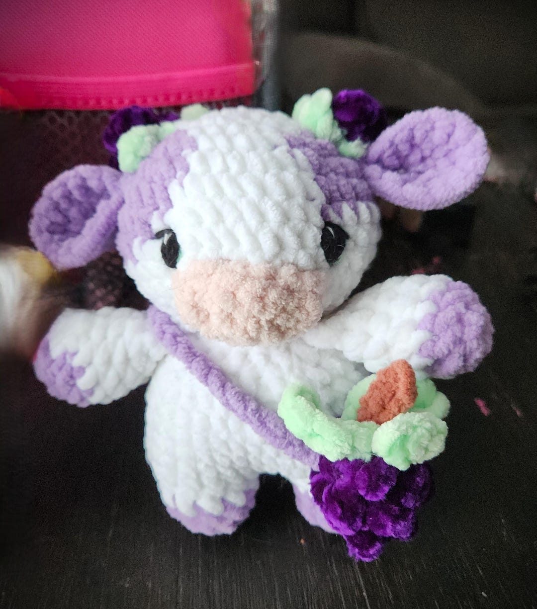 Gertie Grape Plushie Cow With Cross-body Grape Cluster Bag. One of a ...