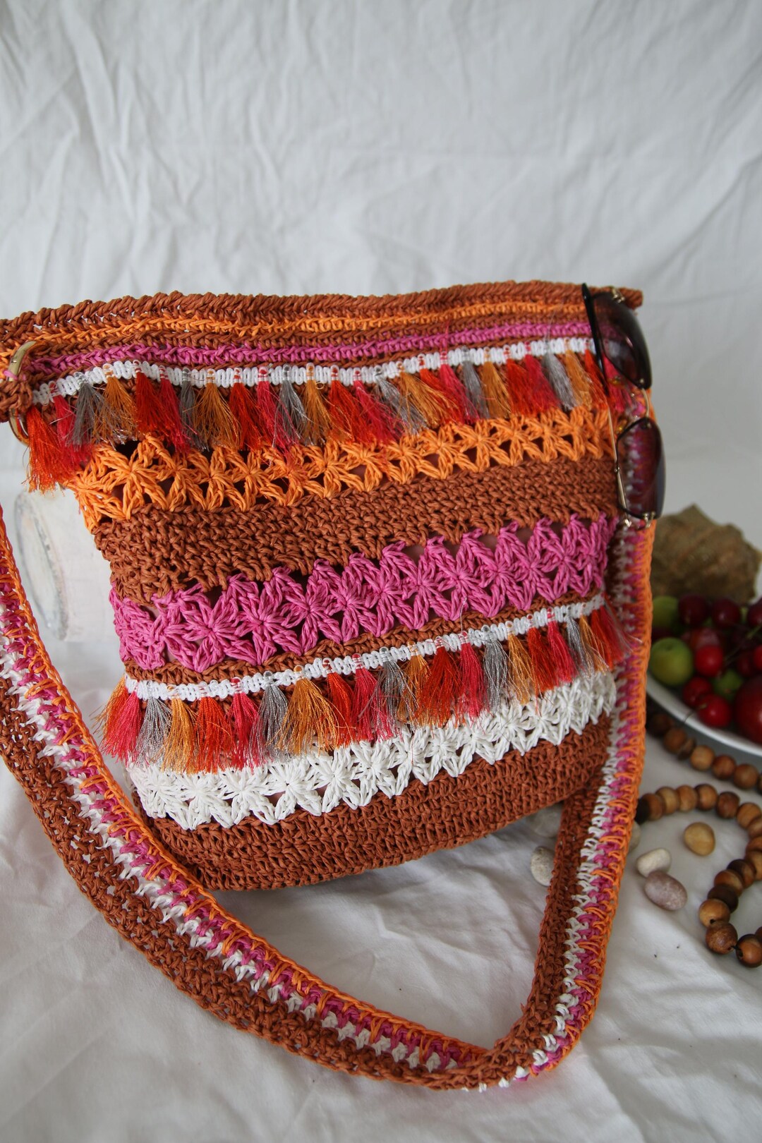 Handmade Crocheted Bag Made From Paper Yarn, Perfect for Summer and ...