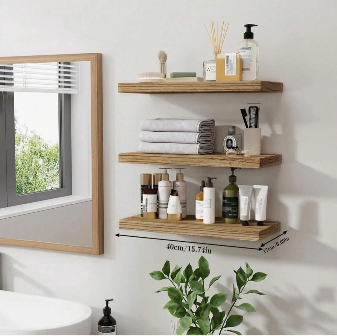 Wooden Floating Wall Shelves, Art Storage Rack , Rustic Wood Shelves ...