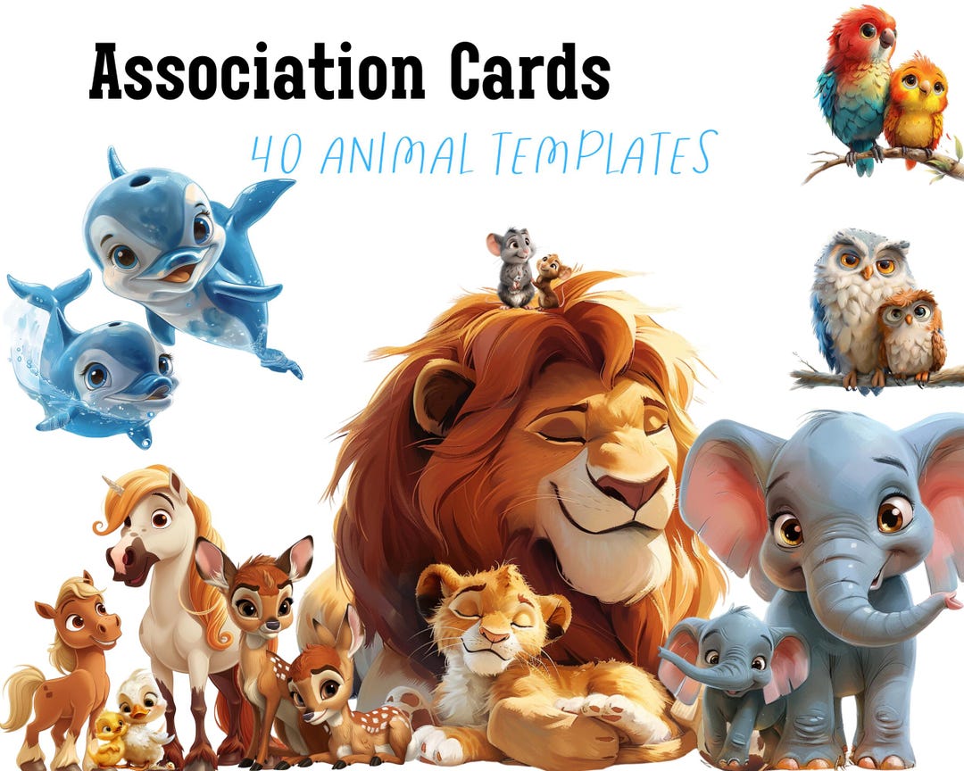 40 Printable Animal Association Flashcards for Kids · Educational PDF ...