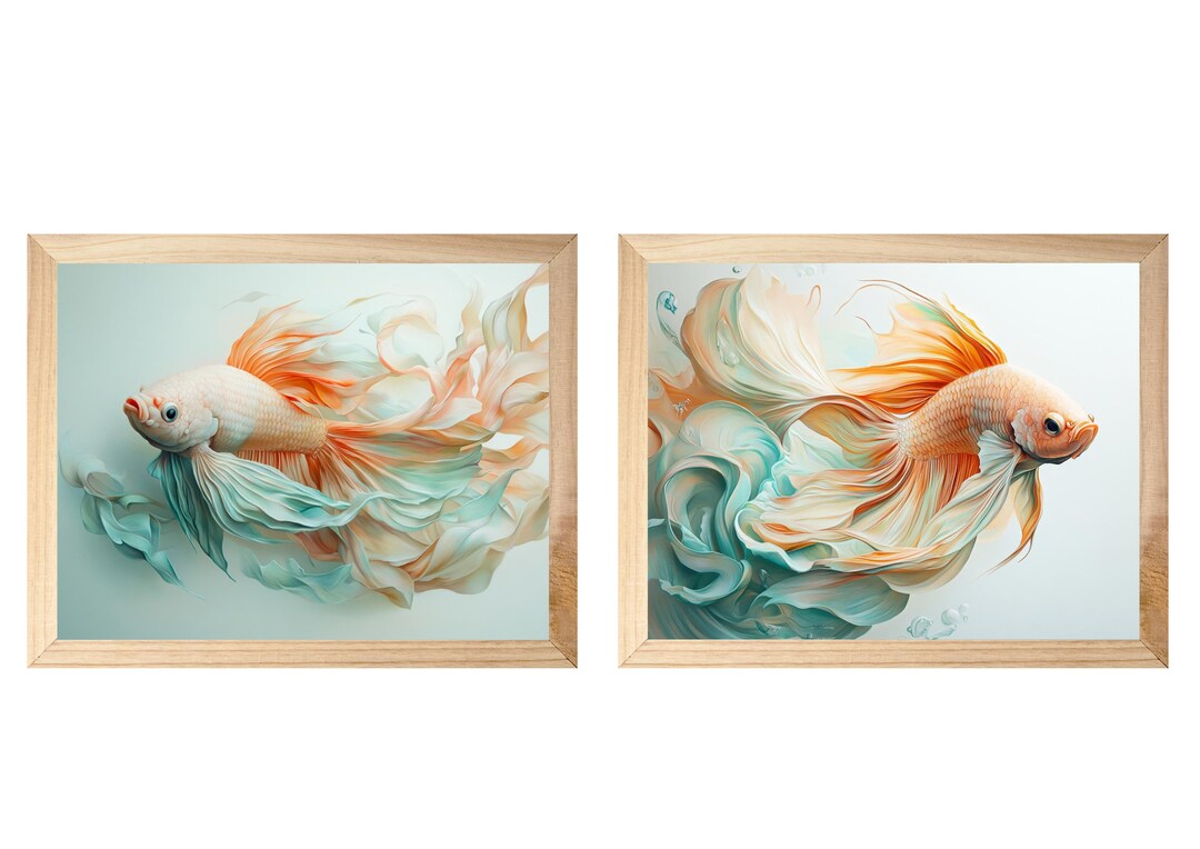 Digital Image Set: Two Beautiful Pastel Colored Fish for Aquatic ...