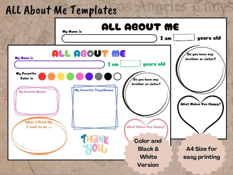 All About Me Survey Printable, Get to Know Me, Back to School Worksheet ...