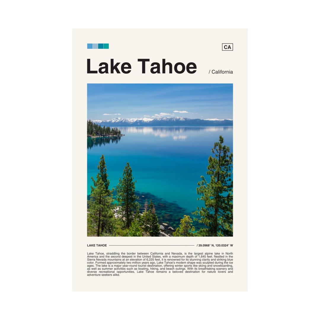 Lake Tahoe Digital Download Poster, Lake Tahoe Digital Download ...