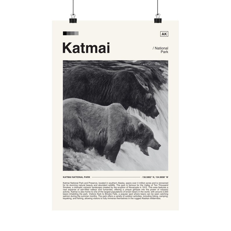 Katmai National Park Poster, Katmai National Park, National Park Poster ...