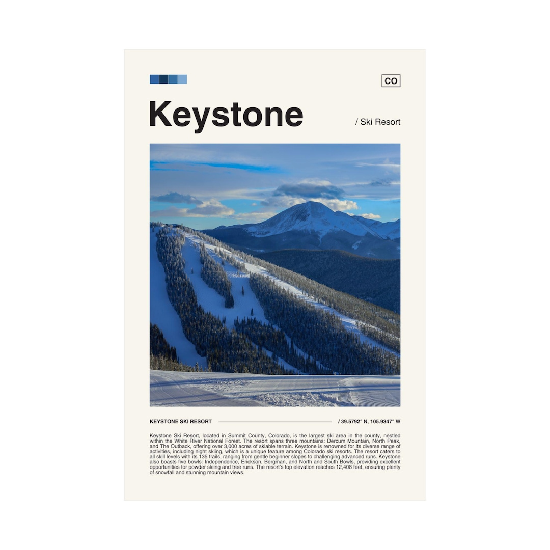 Keystone Ski Resort Poster, Colorado Mountain Print (digital Download ...