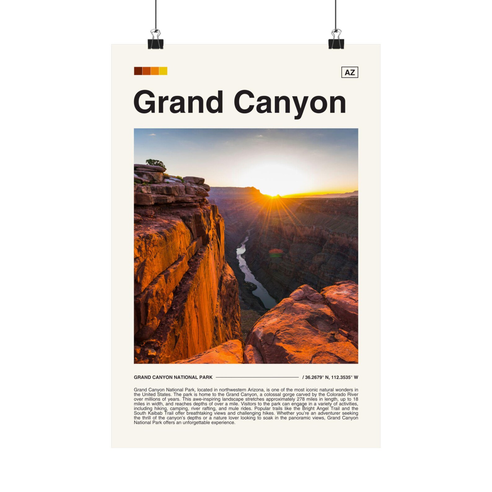Grand Canyon National Park Poster, Grand Canyon National Park, National ...