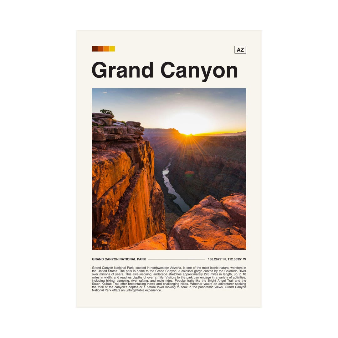 Grand Canyon National Park Poster, Arizona Landscape (digital Download ...