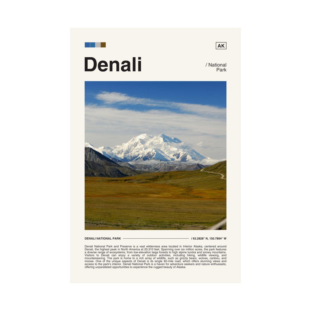 Denali Digital Download Poster, Denali Digital Download, Digital Download Poster, National Park ...