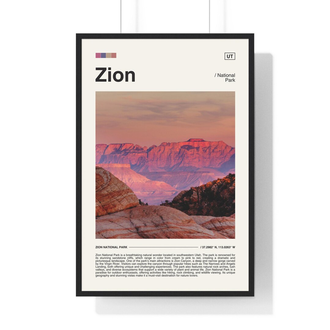 Zion National Park Poster, Zion National Park, Zion, National Park ...