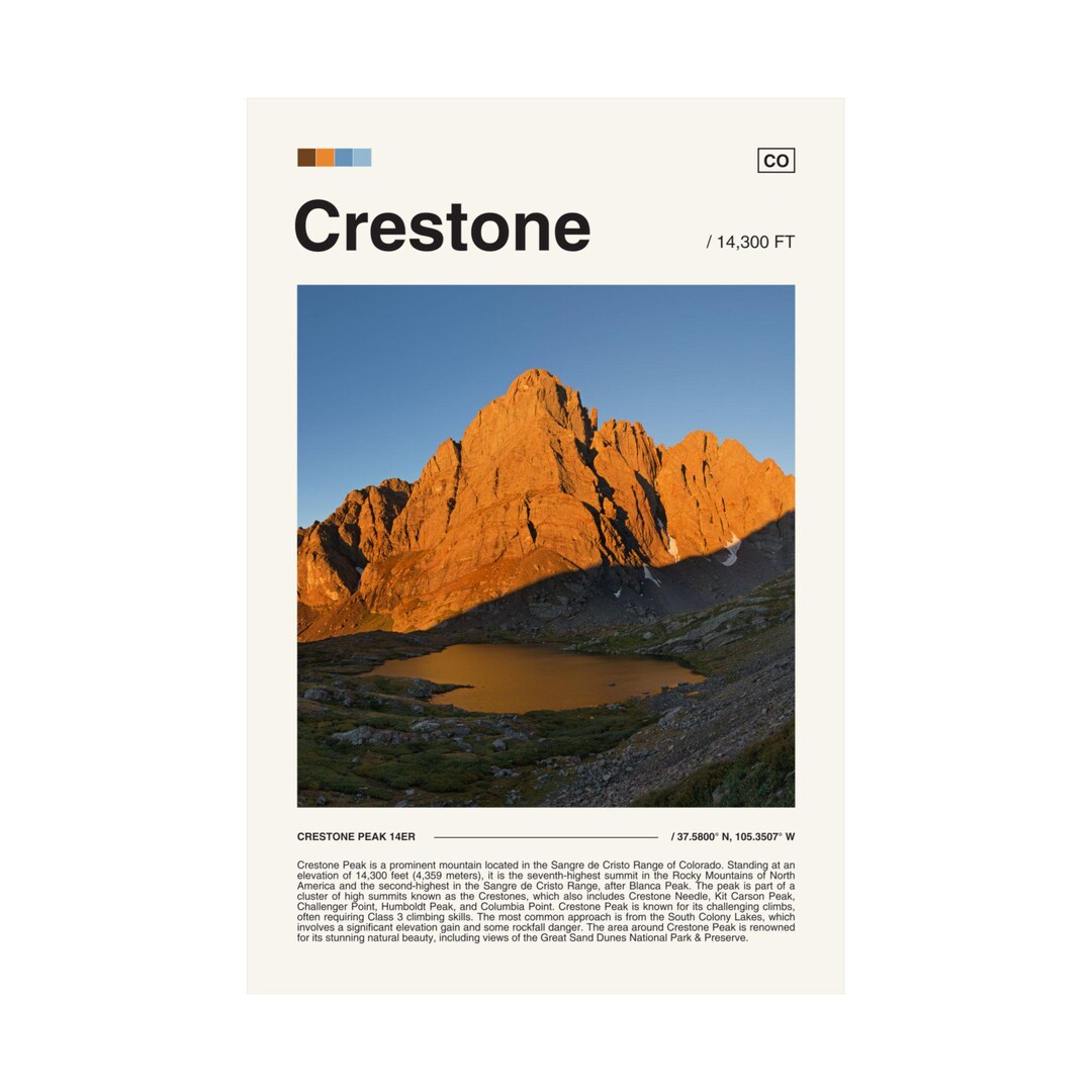 Crestone Peak Colorado 14er Mountain Art Print (digital Download) - Etsy