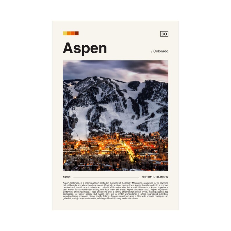 Aspen Colorado Digital Download Poster, Aspen Digital Download, Digital ...