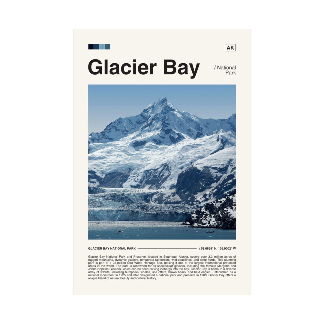 Glacier Bay National Park Poster, Alaska Landscape Print (digital ...