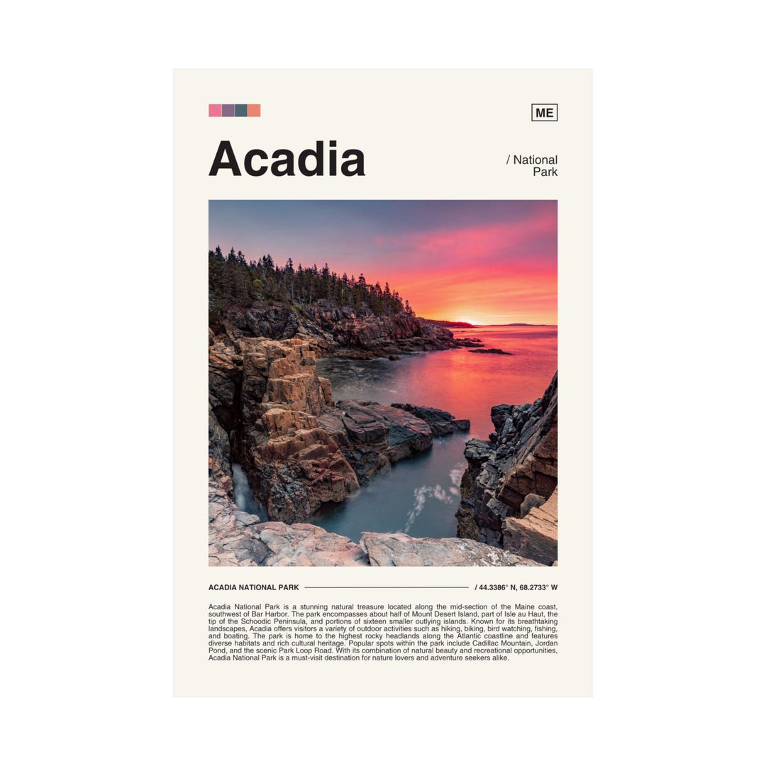 Acadia National Park Poster, Maine Coastal Art (digital Download) - Etsy