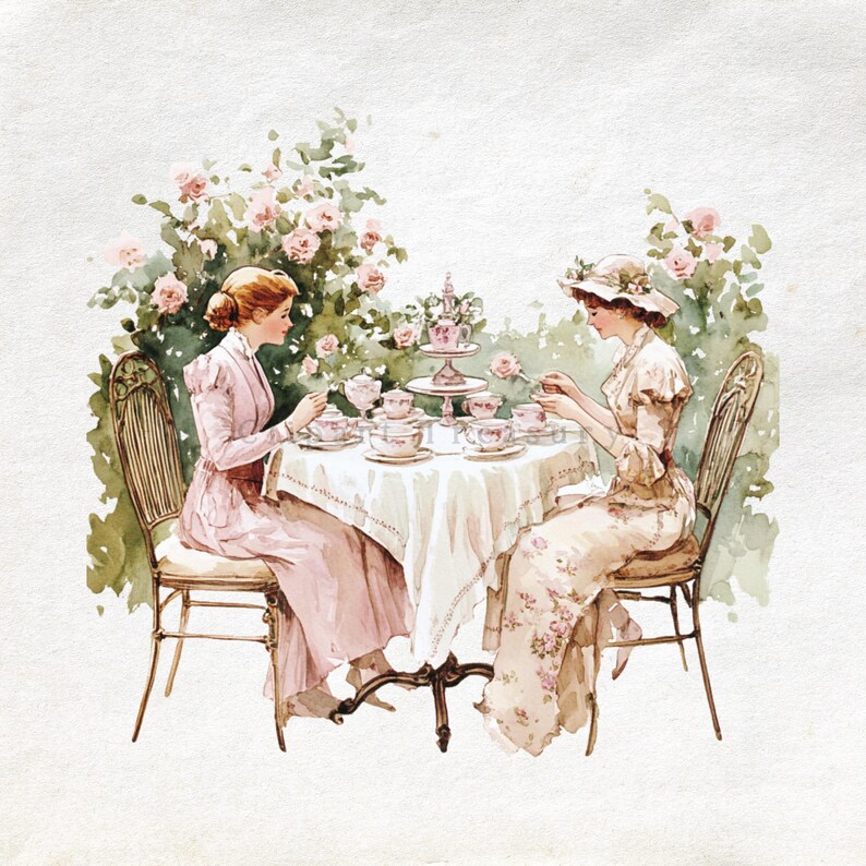 Time for Tea - 100 Watercolor Clipart Set, Tea Time Clipart, Tea Party ...