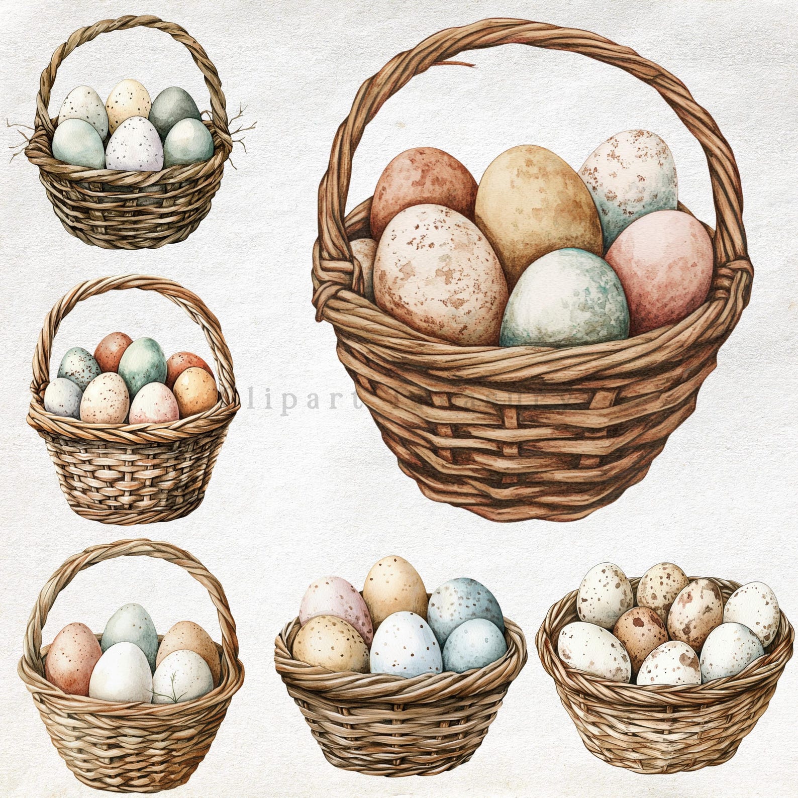 Watercolor Egg Basket Clipart – Easter Spring Set (digital Download) - Etsy
