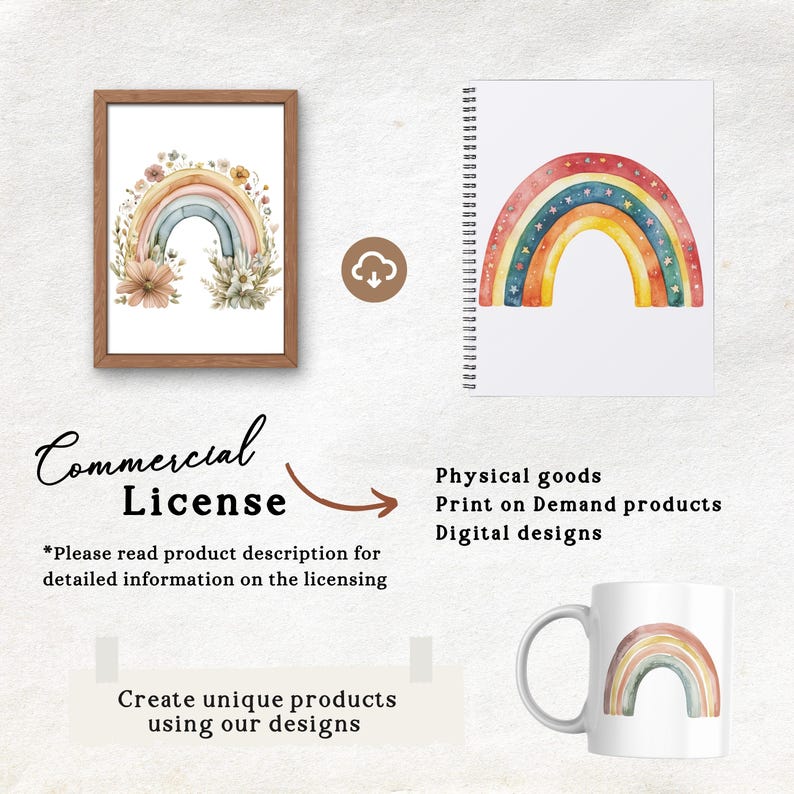 Boho Rainbows - 12 Watercolor Clipart Set, Nursery Clipart, Cute ...