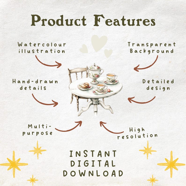 Time for Tea - 100 Watercolor Clipart Set, Tea Time Clipart, Tea Party ...