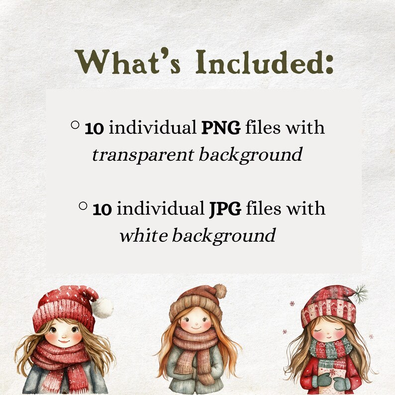 Winter Girls - 10 Watercolor Clipart Set, Cute Little Girls, Cozy Girl ...